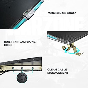 EUREKA ERGONOMIC & Call of DutyⓇ Gaming Desk,55 Inch Gaming Computer Desk with RGB Led Lights, Gamer Desk with Large Monitor Stand Shelf, Dual Headphone Hook Gaming Table Computer Home Office Desk