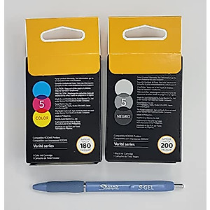 Genuine Kodak Verite5 Combo:Std Black (200 pg) Std Color (180 pg),Refill Cartridge,55/55+/55 Plus/55W Eco Series,V60 Eco,V640 Eco,V64,V65 Eco,V65 Plus, Fashion Barrel Md PNT. Blk Ink S-Gel Pen 0.7mm