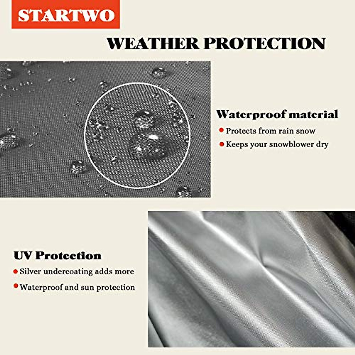 STARTWO Lawn Mower Cover, Tractor Cover Fits Decks up to 54", Heavy Duty Waterproof Riding Lawn Mower Cover with Drawstring and Storage Bag, All Weather Protection, Rip Resistant Fade Resistant,Gray