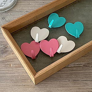 DueHoppee 8Pcs Cute Utility Wall Hooks,Key Hooks,Stainless Steel Strong Adhesive Heart Hooks for Bathroom,Kitchen,Living Room, Office Organizers,Hooks for Hanging Key Hat Cup Towel (Green)