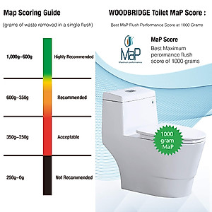 WOODBRIDGE One Piece Toilet with Soft Closing Seat, Chair Height, 1.28 GPF Dual, Water Sensed, 1000 Gram MaP Flushing Score Toilet with Chrome Button T0001-CH, White