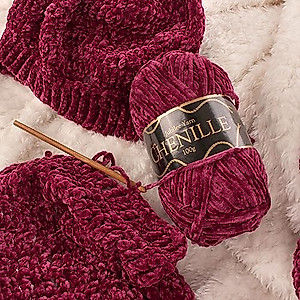 JubileeYarn Chenille Yarn - Worsted Weight - 100g/skein - Shades of Purple - 4 Skeins