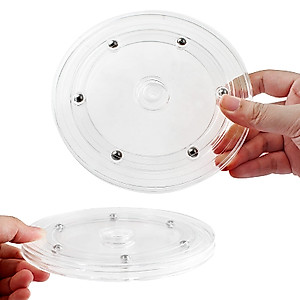 Murtenze 2Pcs 6 Inch Acrylic Turntable Organizer, Rotating Swivel Stand Spinner with Steel Ball Bearings for Kitchen Corner Cabinets Spice Rack Cake Decorating. (150mm,Clear)