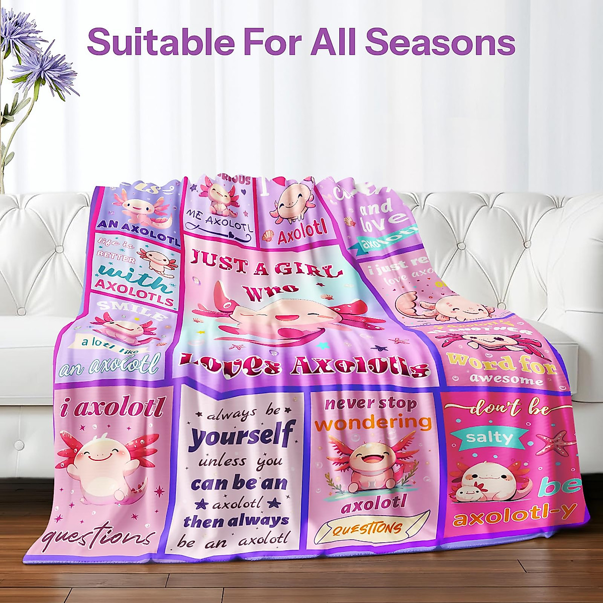 Axolotl Blanket, Axolotl Gifts, Gifts for Axolotl Lovers, Axolotl Gifts for Girls, Just a Girl Who Loves Axolotls, Salamander Gifts, Axolotl Stuff, Axolotl Throw Blanket on Birthday Christmas 50x60 IN