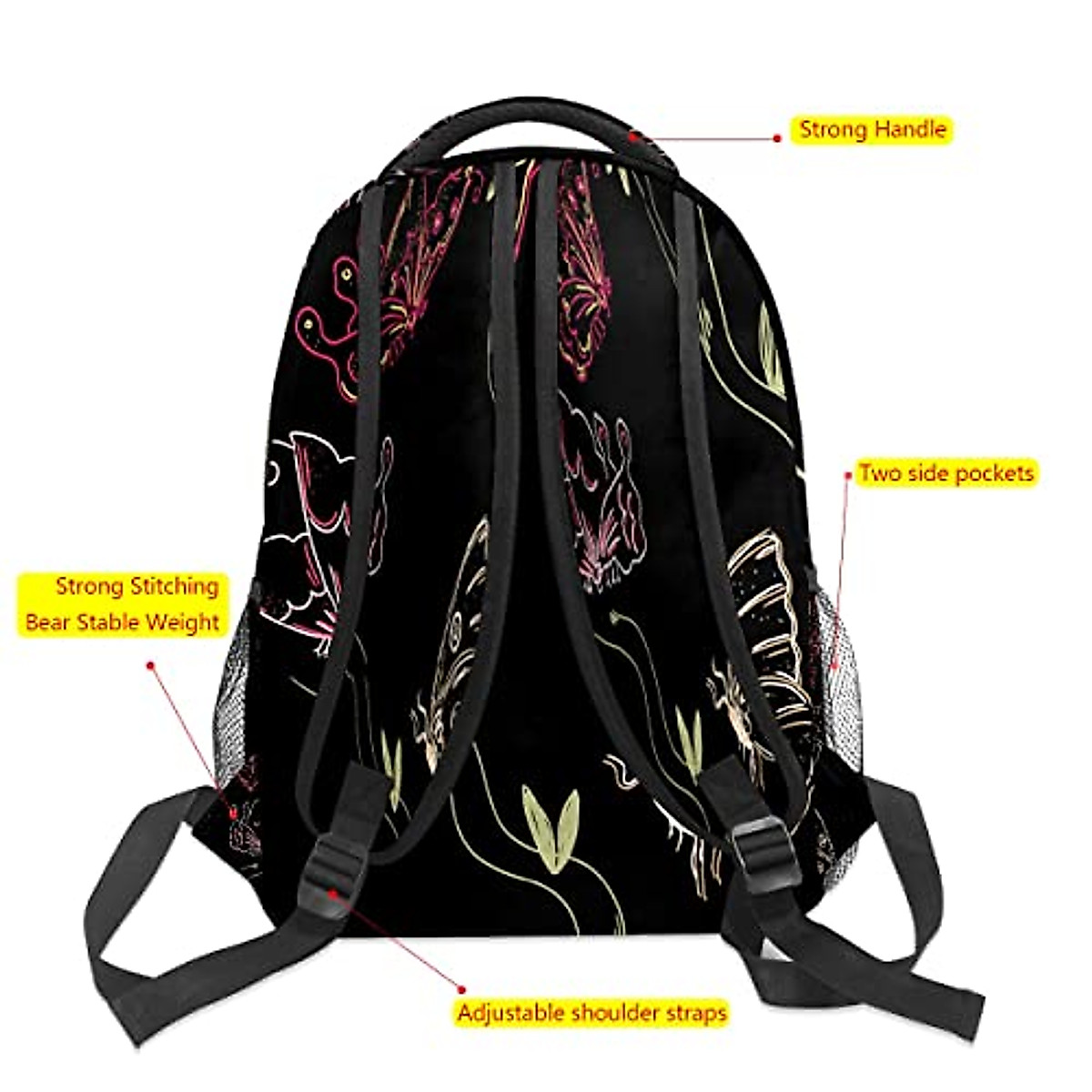 NO Butterfly Graffiti Backpack School Book Bag Laptop Backpacks Travel Hiking Camping Day Pack