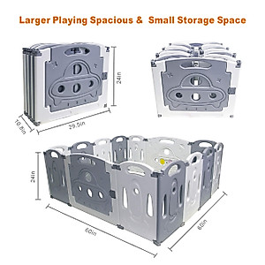 Gupamiga Foldable Baby playpen Baby Folding Play Pen Kids Activity Centre Safety Play Yard Home Indoor Outdoor New Pen 12+2 Panels Toddler Slide Big Game Climbing Slide Toy Set