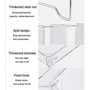 FOTOEV Stackable Shelves for Cabinets & Countertop - Storage Shelf Organizer Stand Racks- Foldable Shelves for Undersink, Kitchen Cabinets, Pantry, Countertops, Clear Acrylic