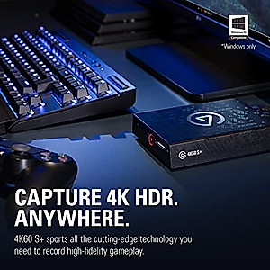 Elgato 4K60 S+, External Capture Card, Record in 4K60 HDR10 with ultra-low latency to PC or SD Card on PS5/PS4, Xbox Series X/S, Xbox One X/S, in OBS and other broadcasting software, for Windows