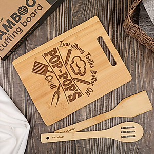 KITCHENVOY Grandpa Cutting Board - Gifts for Grandpa on Fathers Day - Pop Gifts for Grandpa from Grandkids - Grandpa Kitchen Gift for Christmas, Anniversary