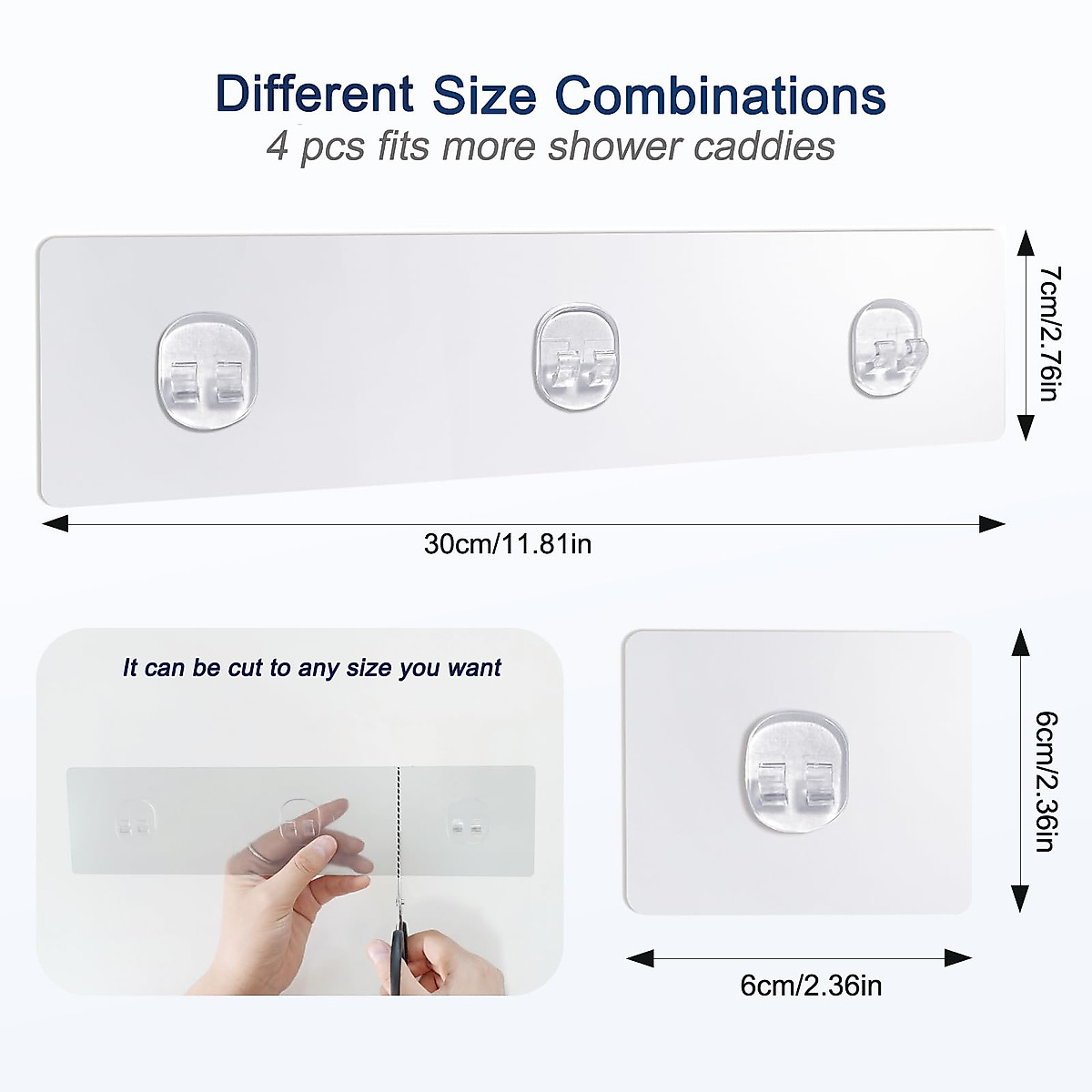 ORD OF SP Shower Caddy Adhesive Replacement, 4 Pack Strong Adhesive Shower Hooks, Water-proof Shower Adhesive Strips, No Drilling for Corner Shelf Basket, Bathroom Storage Shelves and Kitchen Racks