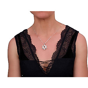 Marina Meiri Classic Mens 925 Sterling Silver Chain Necklace with Large Star Of David Jewish Pendant Charm, 24 Inch Box Chain Necklace - Estrella de David - Ancient Religious Judaica Amulet