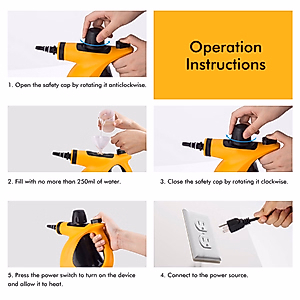 Handheld Pressurized Steam Cleaner, Steam Cleaner with 9-Piece Accessory Set Multi-Purpose and Multi-Surface All Natural, Chemical-Free Steam Cleaning for Home, Kitchen, Auto, Patio