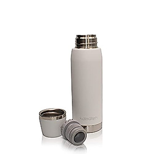 Kalmateh Thermos- Double Walled Vacuum Insulated Stainless Steel Thermos (760ml) Precise Pouring & Heat Retention- For Yerba Mate, Coffee, Tea, Camping (White)