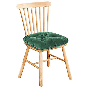 Chair Seat Cushion Outdoor Indoor Tufted Seat Cushions Memory Foam Comfort Soft Chair Cushion Pad Non Slip Wicker Chair Seat Cushion for Dining Living Room Office Kitchen Machine Washable (dark green)