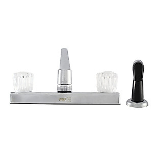 WMF-8238 - Non Metallic Kitc. Sink Faucet 360 Degree Swivel spout Acrylic Double Handle Washerless Cart. with Side Spray