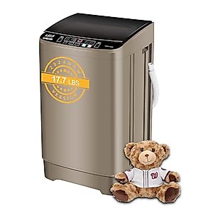 KRIB BLING Full-Automatic Washing Machine 17.7 lbs Small Compact Portable 10 Wash Program & 8 Water Level Compact Washer with LED Display Ideal for Apartments, RV, Camping, Gold