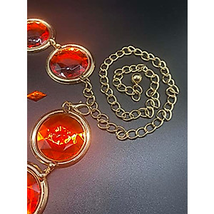 Women Anime Cosplay Waist Belt Stone Chain Halloween Adjustable (Red Rhinestone Set)