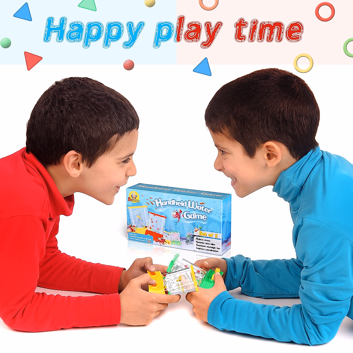 Skylety 2 Pcs Handheld Water Game 2.6 x 3.25 Inch Arcade Water Ring Water Tables in a Gift Box for Beach Fun Game Toys Fun Stocking Stuffers Gifts for Toddler Kids Adults Retro Pastime, Without Water