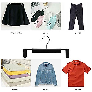 Pants Hangers Skirt Hangers,20 Packs Black Plastic Dress Trousers Hanger with Non-Slip Big Clips and 360 Rotatable Hook