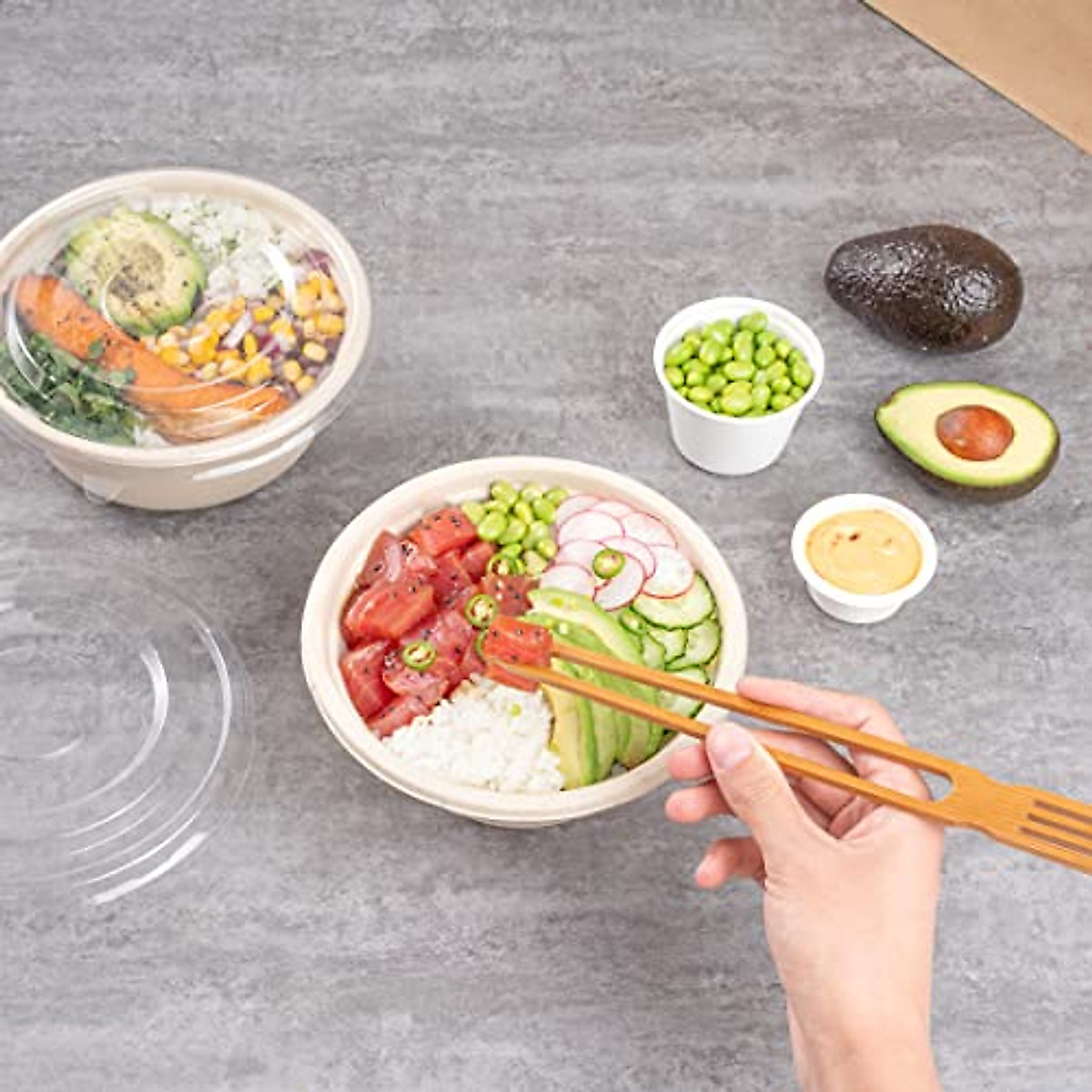 Restaurantware 10 Inch All-In-One Chopsticks With Fork 100 Multi-Functional Chopstick Utensil Combo - Durable Sustainable Bamboo Fork Chopsticks For Home Travel Or Take Out