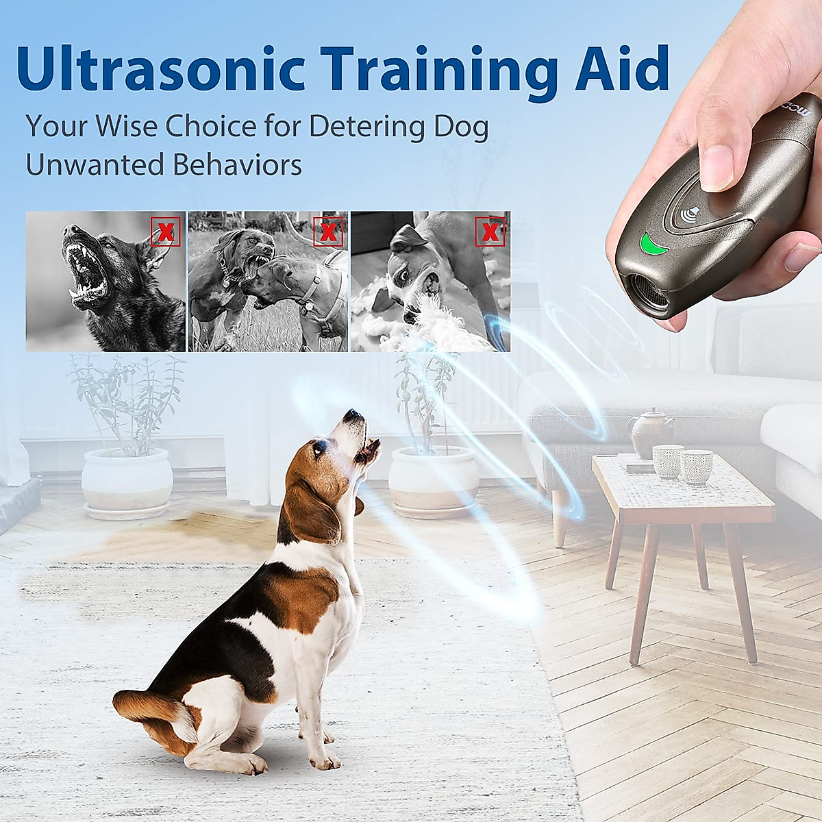 MODUS Ultrasonic Dog Barking Deterrent, 2-in-1 Dog Training and Bark Control Device,Bark Collar Alternative Anti-Barking Device,Most Effective Behavior Aid - Barking Silencer Indoor/Outdoor