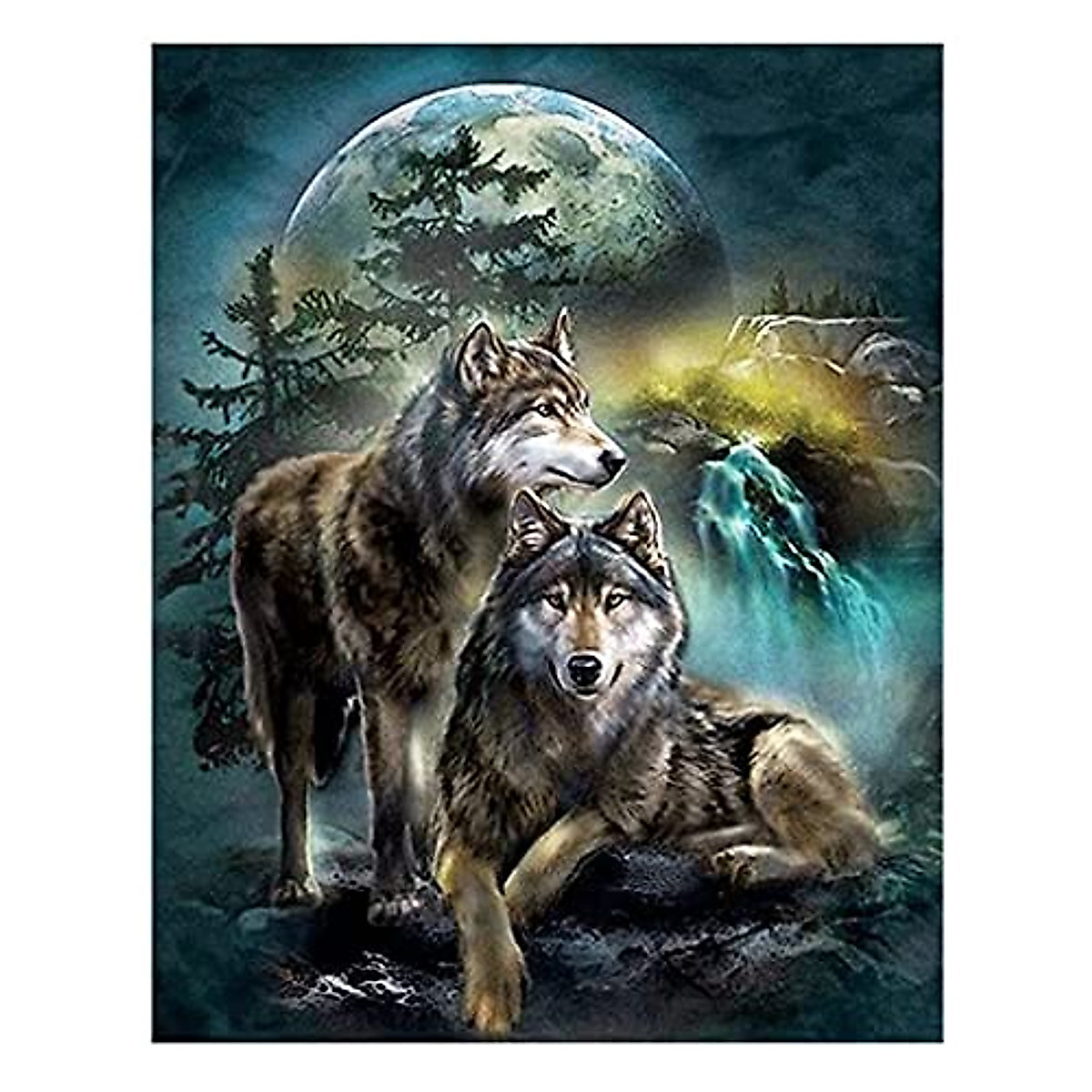 Kimily Moon Wolf DIY Paint by Numbers for Adults Kids Wolf Animal Paint by Numbers DIY Painting Wolves Moon Acrylic Paint by Numbers Moon Painting Kit Home Wall Living Room Bedroom Decor Moon Wolves