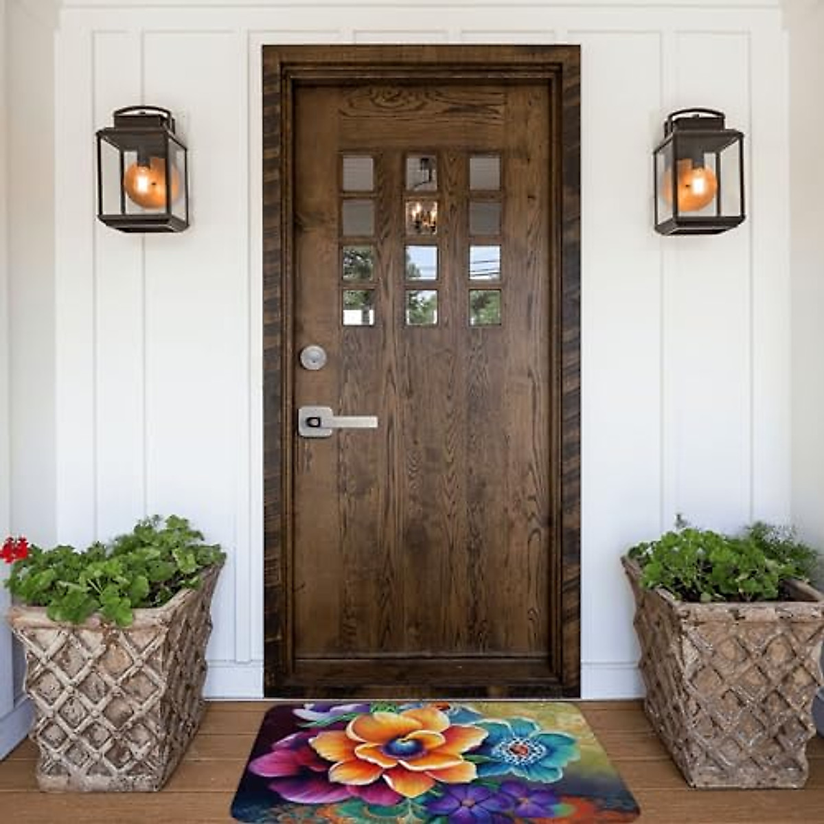 Flower Diamond Painting Print Bathroom Rugs Soft Flannel Area Rug Non-Slip Bath Rug Welcome Door Mat Carpet for Living Room Bedroom Outdoor 24 x 16 in