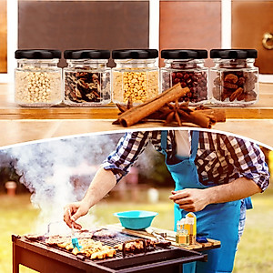 Nuogo 100 Pack 1.5oz Mini Hexagon Glass Jars Bulk for Wedding Small Honey Jars with Lids Spice Jars Canning Jars Mason Jars for Gifts Candy Honey Wedding Party Favors DIY Crafts(Black)