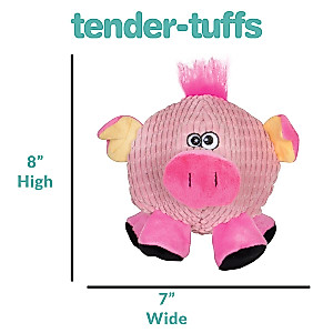 SmartPetLove Snuggle Puppy Tender-Tuffs Round Plush Dog Toys Bundle - Cow, Pig, and Elephant - Large Tough Animal Squeaky Ball Toys