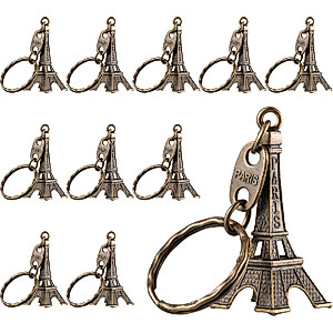 Outus 15 Pieces Eiffel Tower Keyring Retro Adornment French Souvenirs Keychains (Bronze)