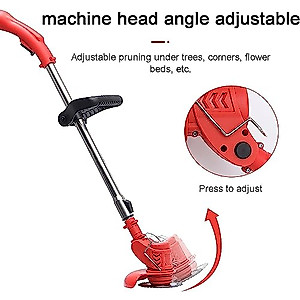 Handheld Cordless Trimmer, 24V Electric Small Portable Trimmer with 3 Style Blades Handheld Lawn Mower Adjustable Machine Head Lawn Garden Weeder