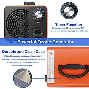 VTAR Ozone Machine Generator 20,000 mg/h High Capacity Generator,Ozone Machine Odor Removal,for Large Space Area, home,Basement,Hotel, Car,Smoke,Pet.（Orange）