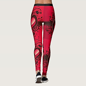 Bblulu Valentines Day Running Leggings, Soft Heart Love Couple Sweet Leggings High Waisted Heart Pants High Waist Yoga Pants