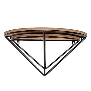 glitzhome 2 Set Half Round Floating Shelves, Wall Mounted Rustic Wood Wall Storage Shelves Organizer Decor for Indoor