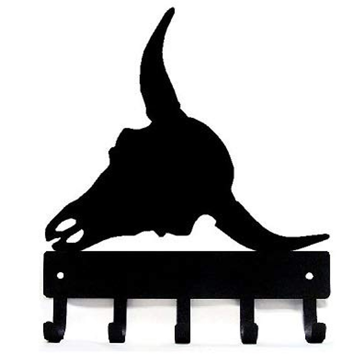 The Metal Peddler Longhorn Steer Skull Key Rack Hanger - Small 6 inch Wide - Made in USA