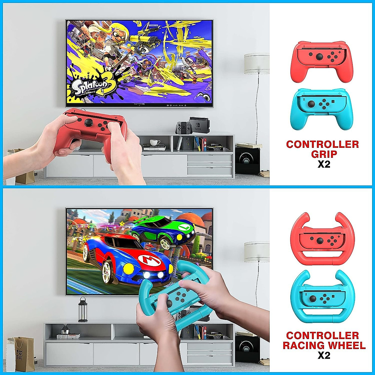 CXY CHYUHSIN Switch Sports Accessories Bundle 18 in 1 for Nintendo Switch Sports Accessories Compatible with Switch/Switch OLED with Tennis Racket/ Golf Clubs/ Sword Wrist Bands/ Leg Strap