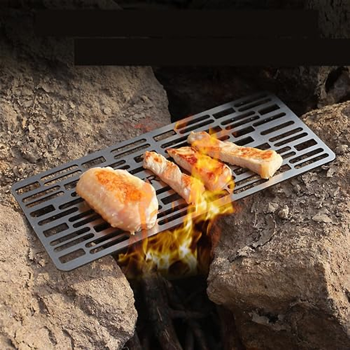 TAMYID Charcoal Grills, Grill Pan Lightweight Barbecue Tray Portable Barbecue Net Gas Grill Barbecue Bracket for Outdoor BBQ