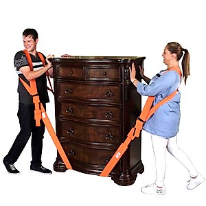 Forearm Forklift Shoulder Harness – Orig. Model - Lift and Move Furniture, appliances, Supports up to 800 lb. Moving Harness Set, 2 Harnesses and 2 Center Straps That are ea 9’4” Long, 1 Pack, Orange