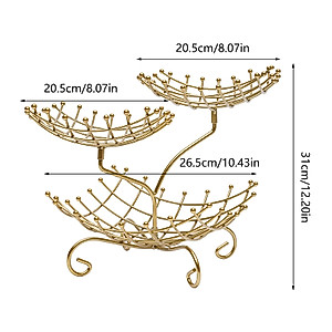 PIOJNYEN 3 Tier Metal Fruit Bowl, Fruit Tray Stand Wire, Fruit Storage Basket, Fruit Stand, Vegetable Serving Bowls,Fruit Basket Holder,Fruit Storage Bowls for Kitchen Counter Organizer