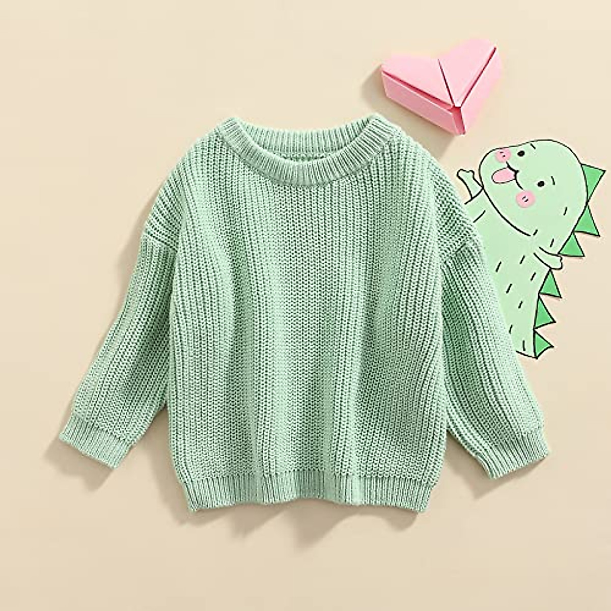 Infant Toddler Baby Girl Boy Knit Sweater Pullover Sweatshirt Warm Long Sleeve Shirt Tops Knitted Fall Winter Clothes (Light Green, 2-3T)