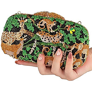 Rhinestone Crystal Evening Clutch Bag Animal Pattern Designer Purses for Women