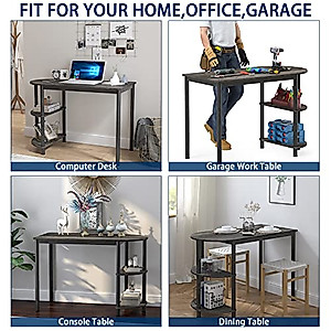 Elephance Small Dining Table/Kitchen Table with Storage, Multifunctioal Workstation Desk for Dining Room, Living Room, Bistro.(Black Oak)