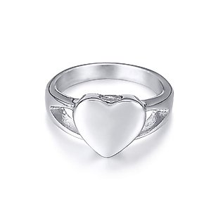 MEMORIALU Stainless Steel Heart Shape Urn Ring for Ashes Cremation Memorial Jewelry (6)