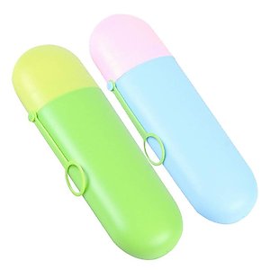 Cafurty 2 Pcs Toothbrush Toothpaste Travel Container Cases, Toothbrush Case Storage Box Holder with Hanger, Portable Spoon fork Storage Case for Travel, Family, Camping