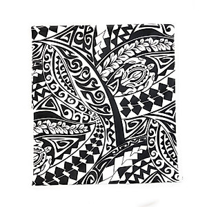 Black/White Tribal with Honu 100% Cotton Hawaiian Print Fabric Sold by The Yard