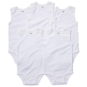Carter's Unisex-Baby 5-Pack Wiggle in Sleeveless Bodysuits (12 Months) White