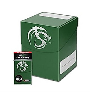 BCW LARGE GREEN Deck Case for Collectable Gaming Cards like Magic The Gathering MTG, Pokemon, YU-GI-OH!, & More. Dragon Graphic on BOX.