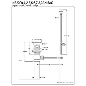 Kingston Brass KB2002 Trimscape Pop-Up Drain with Overflow, Polished Brass