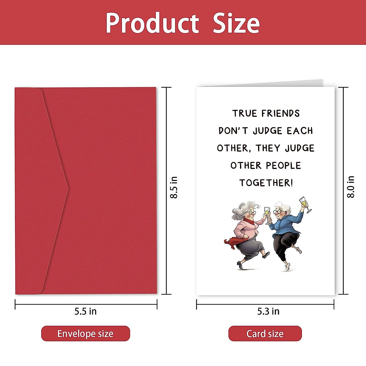 Inbufruy Funny Best Friend Birthday Card, Hilarious Birthday Card for Bestie, Friendship Thank you Card for Her, True Friends Don't Judge Each Other They Judge Other People Together