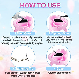 NXJ INFILILA Glue Rings for Eyelash Extensions, 100PCS Disposable Rings for Lashes, Lovely Heart Shape Lash Fan Blossom Glue Cups Lash Extension Supplies Lash Supplies for Eyelash Extensions